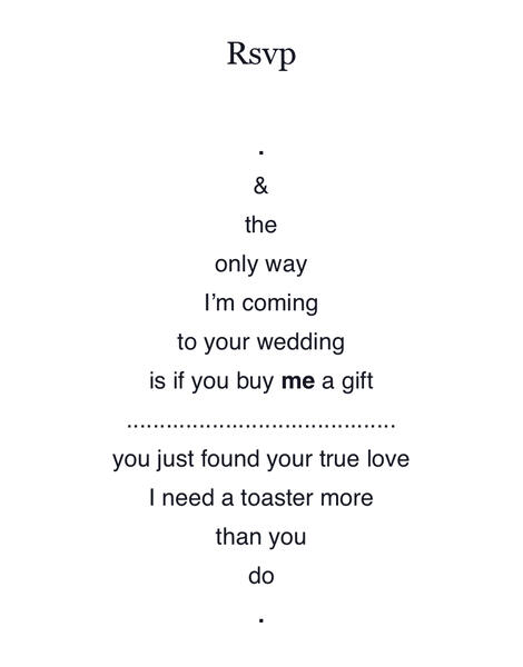 Poem contest the dreaded wedding gift - All Poetry