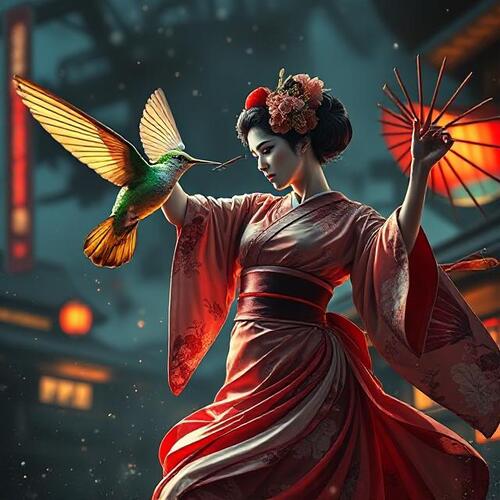 Poem contest Image Prompt - Geisha and the Green Hummingbird - All Poetry
