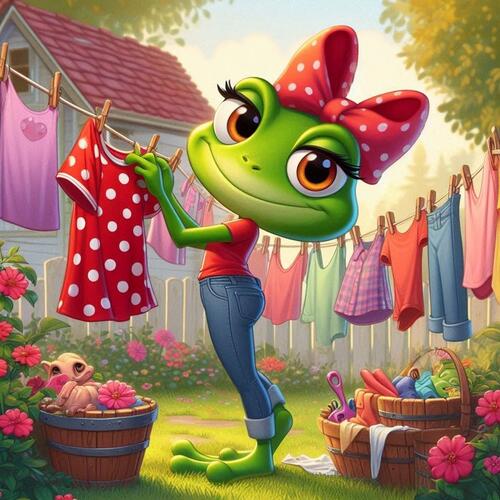 Poem contest RHYMING POEM - about a frog hanging up clothes on a ...