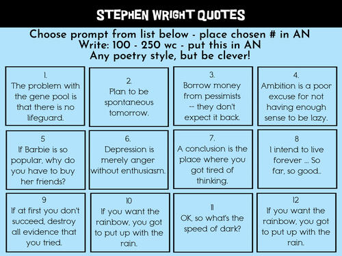 Poem contest Contest: The Right Write: Wright - (Stephen, that is ...