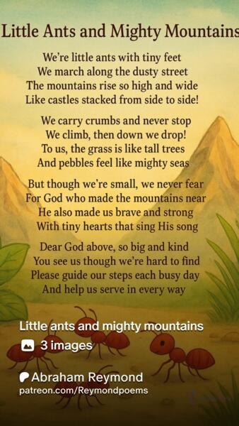 Little ants and mighty mountains - a poem by Abraham Reymond - All Poetry